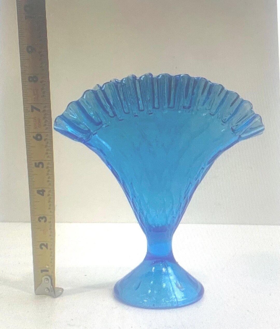 Fenton Blue Optic Art Glass Fan Vase - Etsy