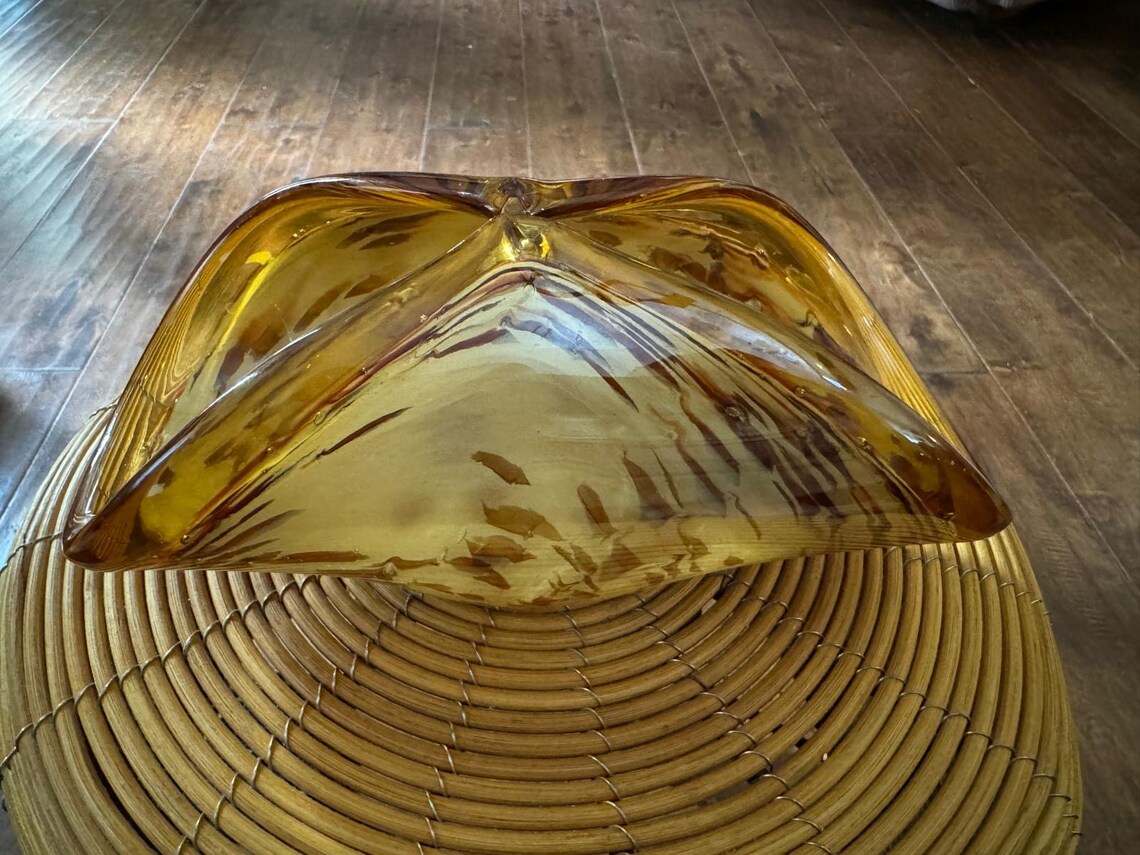 Murano Art Glass Sculpture/vase Made in Italy Amber and Brown White ...