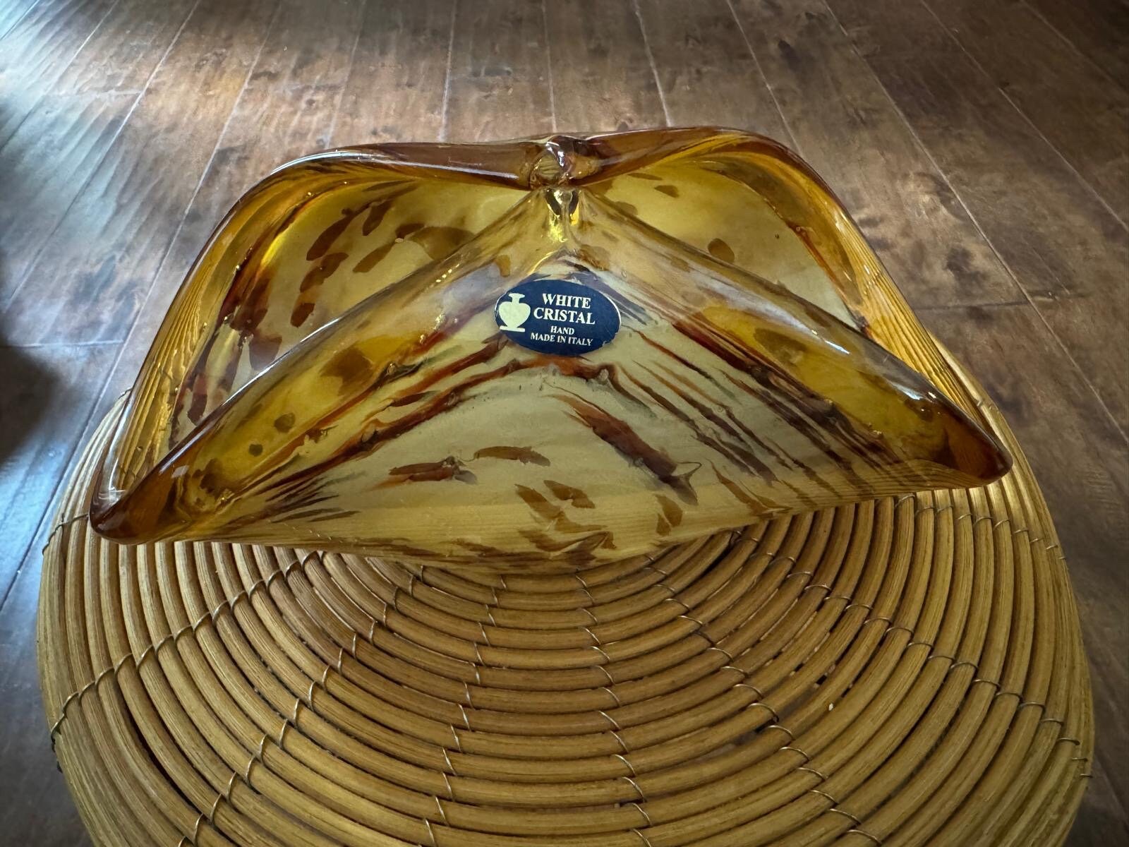 Murano Art Glass Sculpture/vase Made in Italy Amber and Brown White ...