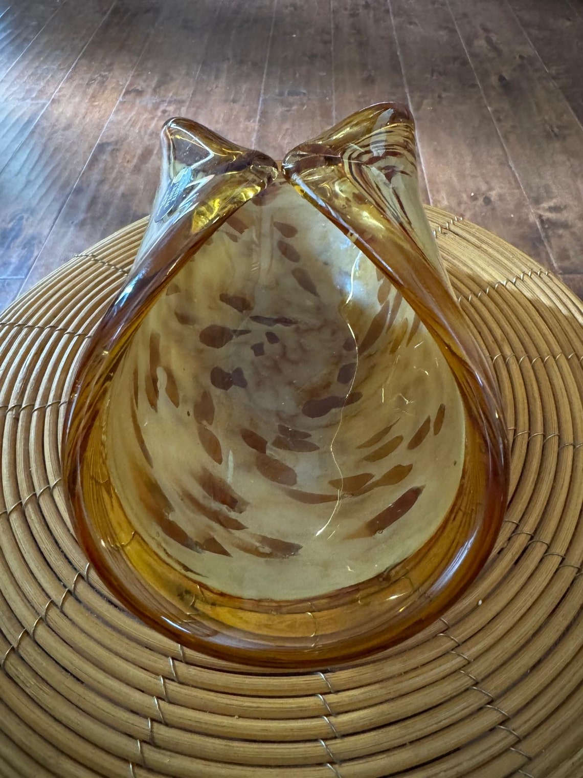 Murano Art Glass Sculpture/vase Made in Italy Amber and Brown White ...