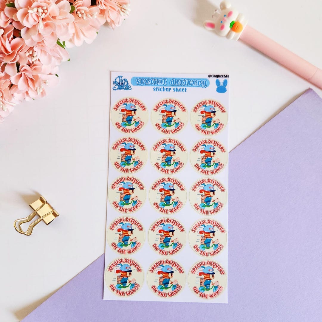 Special Delivery on the Way Sticker Sheet Shipping & Mailing Sticker ...