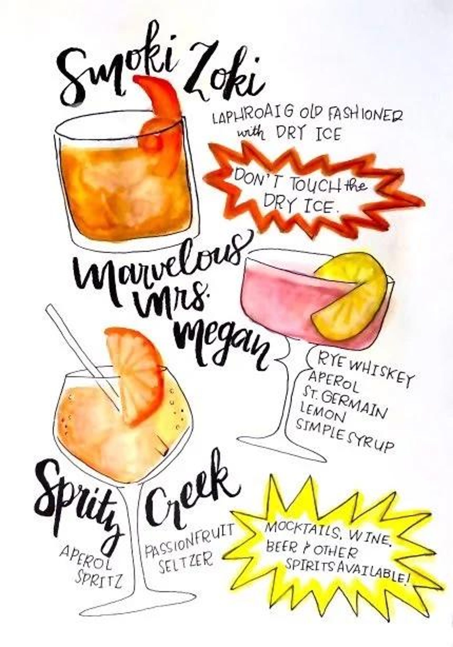 Custom Drinks Menu, Made-to-order, Perfect for Weddings, Bridal Showers ...