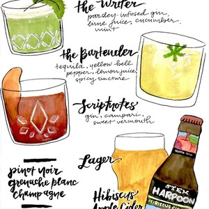 Custom Drinks Menu, Made-to-order, Perfect for Weddings, Bridal Showers ...