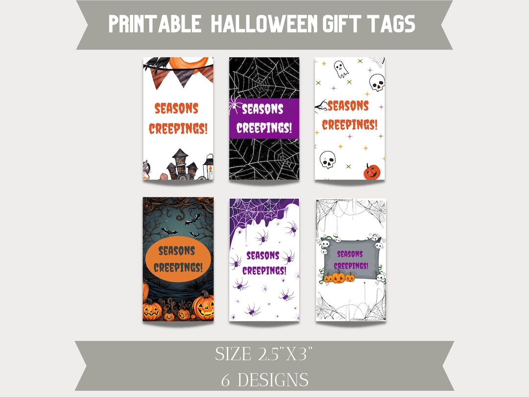 Printable Halloween Gift Tags Digital Download Spooky Season Tags ...