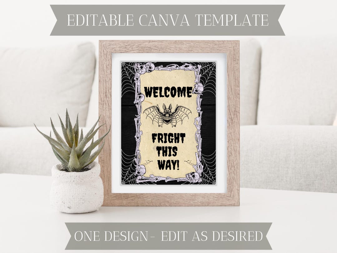 Spooky Halloween Party Sign Template: Editable Canva Design (digital ...