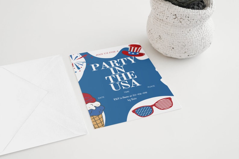 Editable Party in the USA Invitation Template 4th of July Summer Party ...