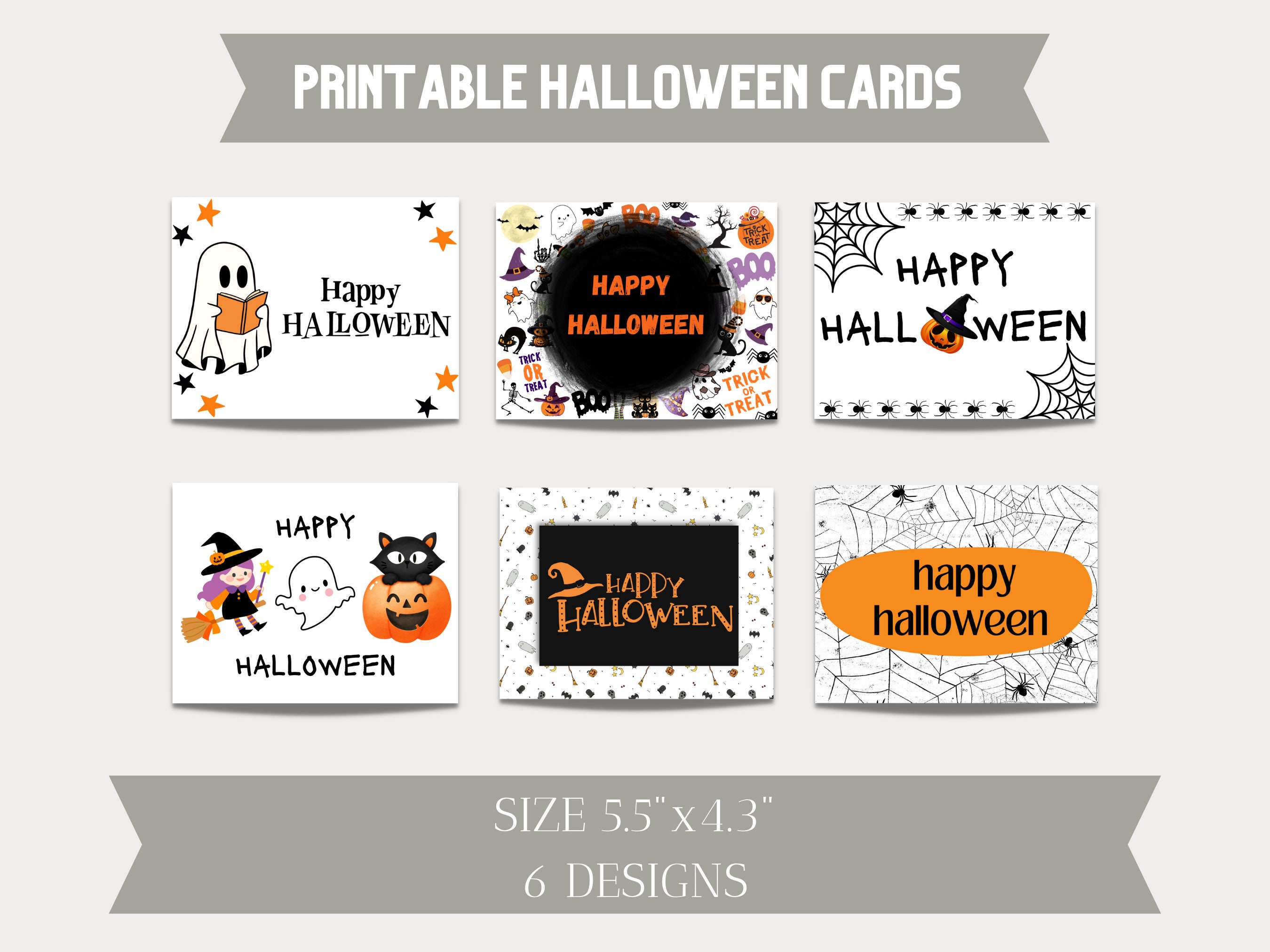 Printable Halloween Cards: Variety Pack for Kids (PDF) - Etsy