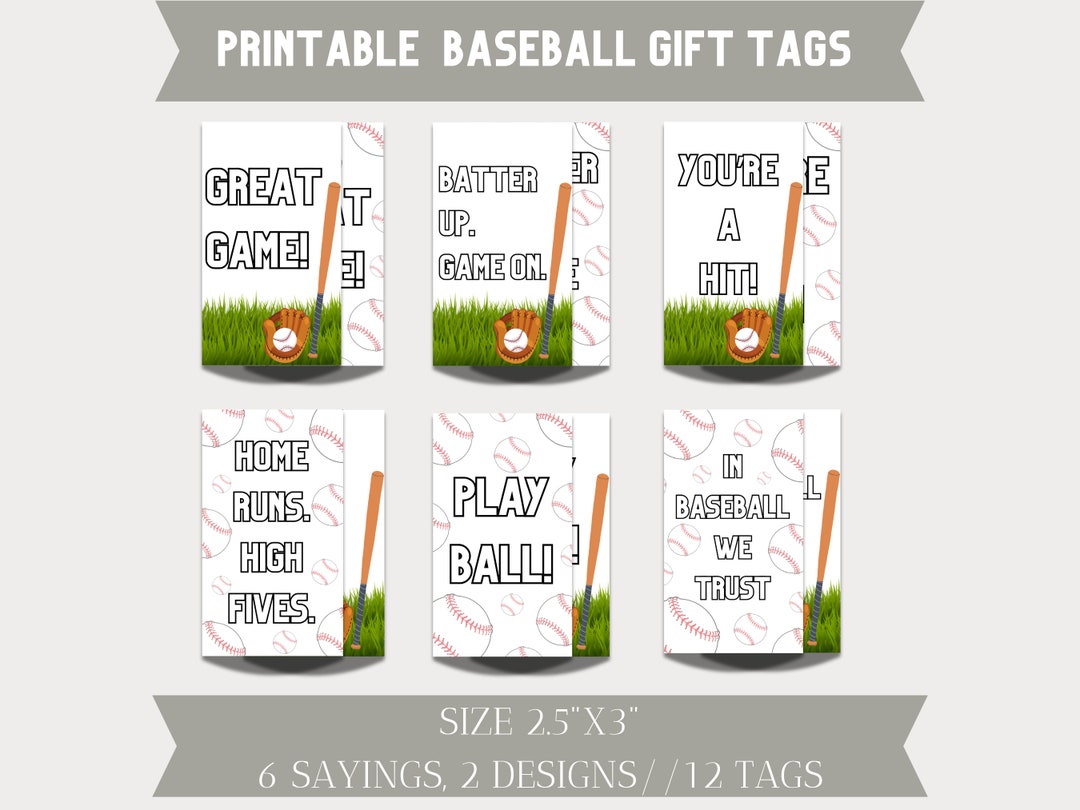 Printable Baseball Game Day Tags | Baseball Goodie Bags | Instant ...