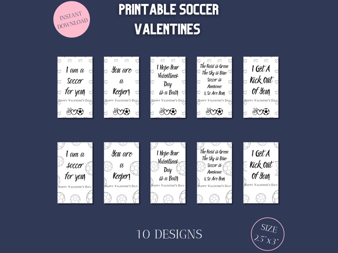 Printable Soccer Valentine's Day Tags Digital Download Gift Tags ...
