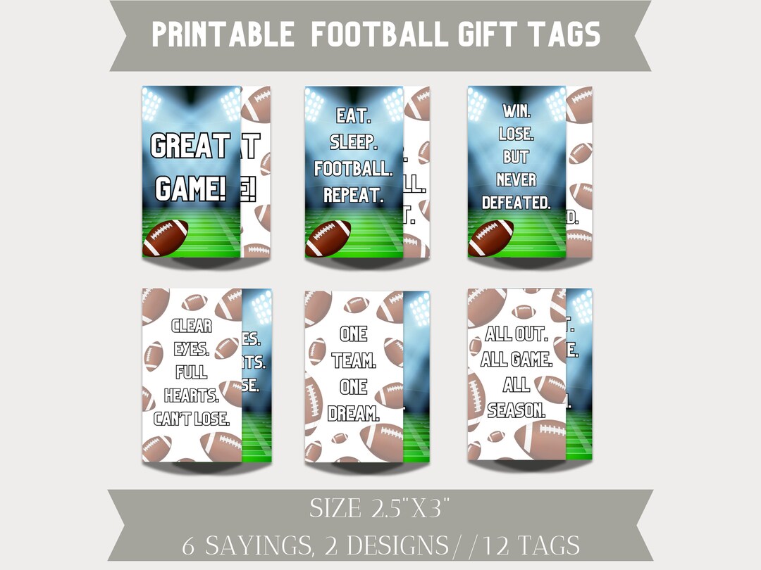 Printable Football Game Day Tags | Football Goodie Bags | Instant ...