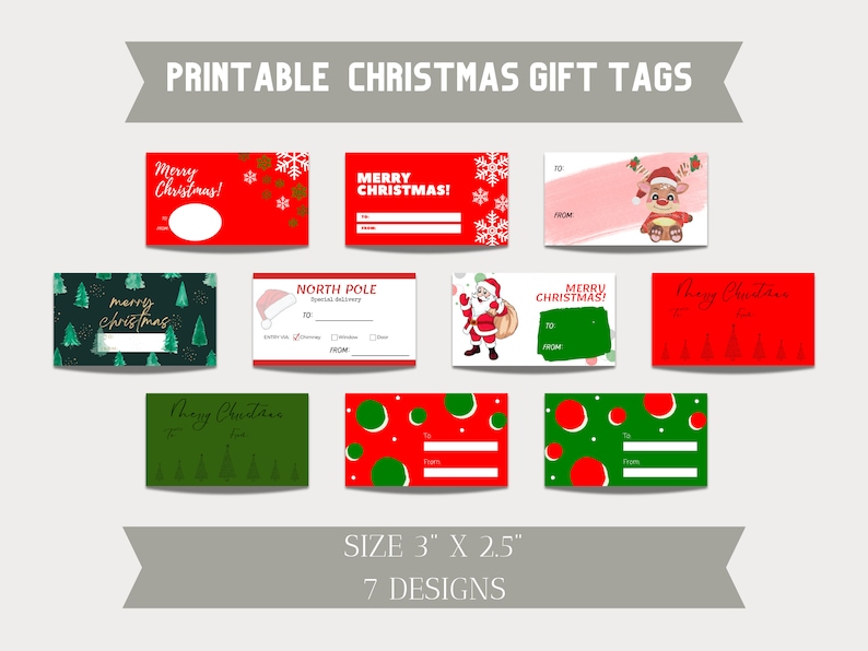 Printable Christmas Gift Tags | Downloadable Holiday Gift Labels - Etsy