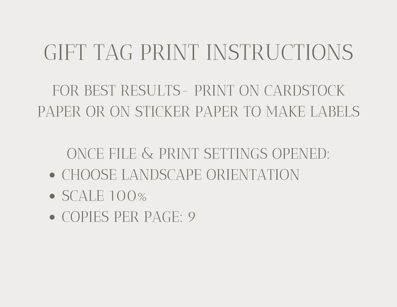 Printable Christmas Gift Tags | Downloadable Holiday Gift Labels - Etsy