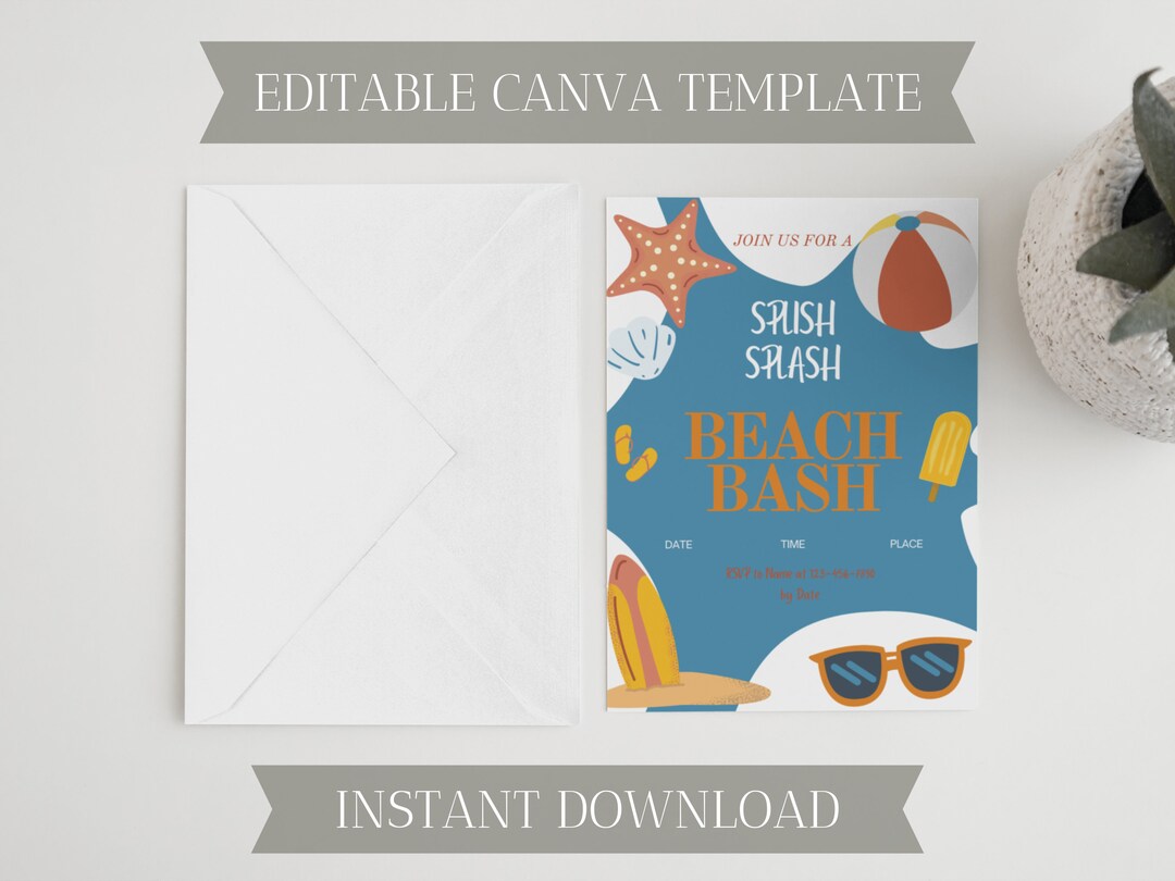 Plantilla editable de invitación a Beach Bash / Invitación a fiesta ...