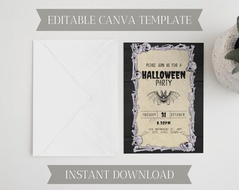 Editable Halloween Party Invitation Templates Canva Editable Digital ...