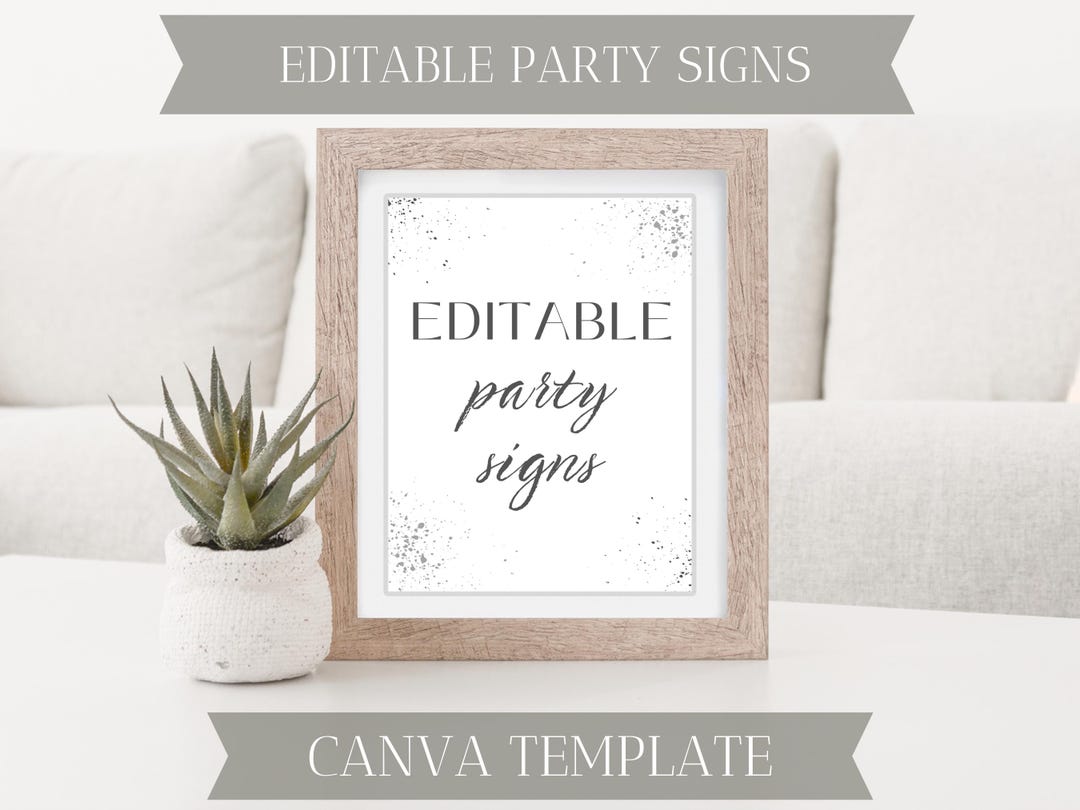 Minimalist Party Sign Template: Editable Canva Design (digital Download ...