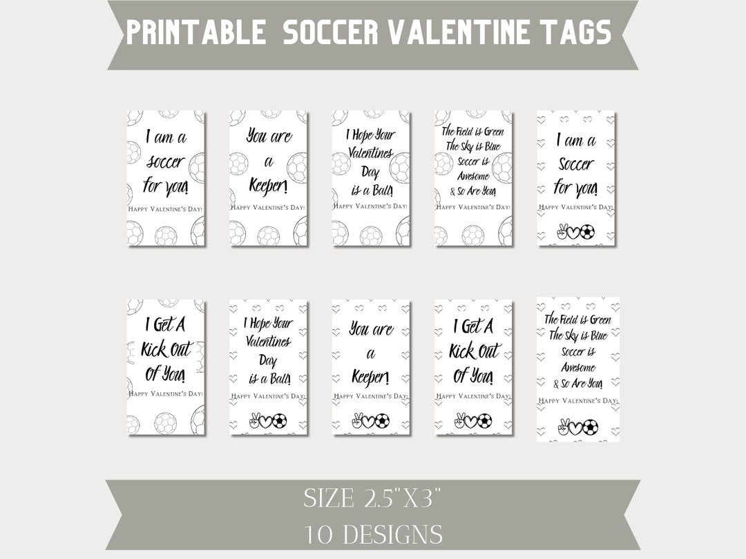 Kids Valentine's Day Soccer Tags | Digital Download Gift | Printable ...