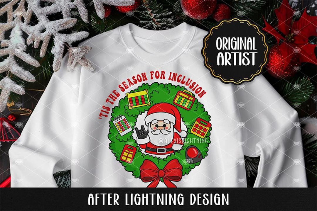 Tis the Season for Inclusion Santa Wreath PNG for Sublimation Special ...