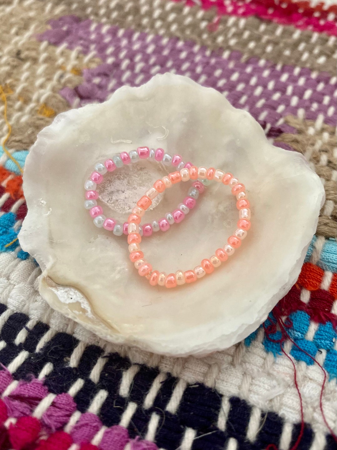 Cute Rings Seed Bead Ring Stacking Rings Beaded Rings Elastic String ...