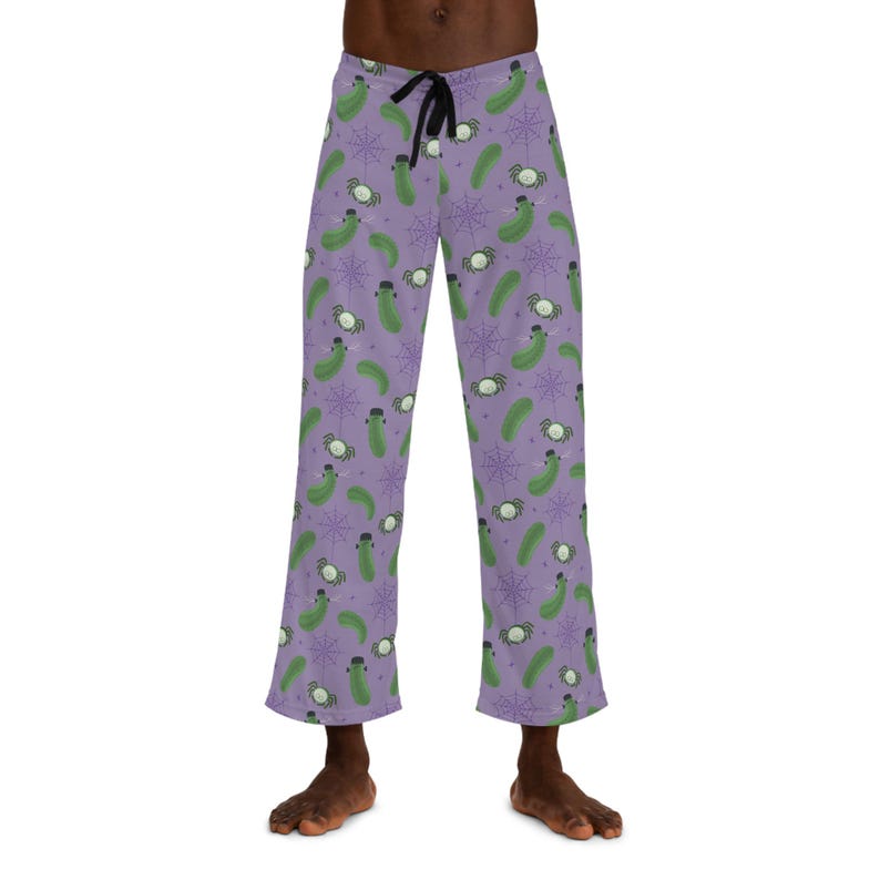 Men's Franken-pickle and Pickle Chip Spider Print Pajama Pants Purple ...