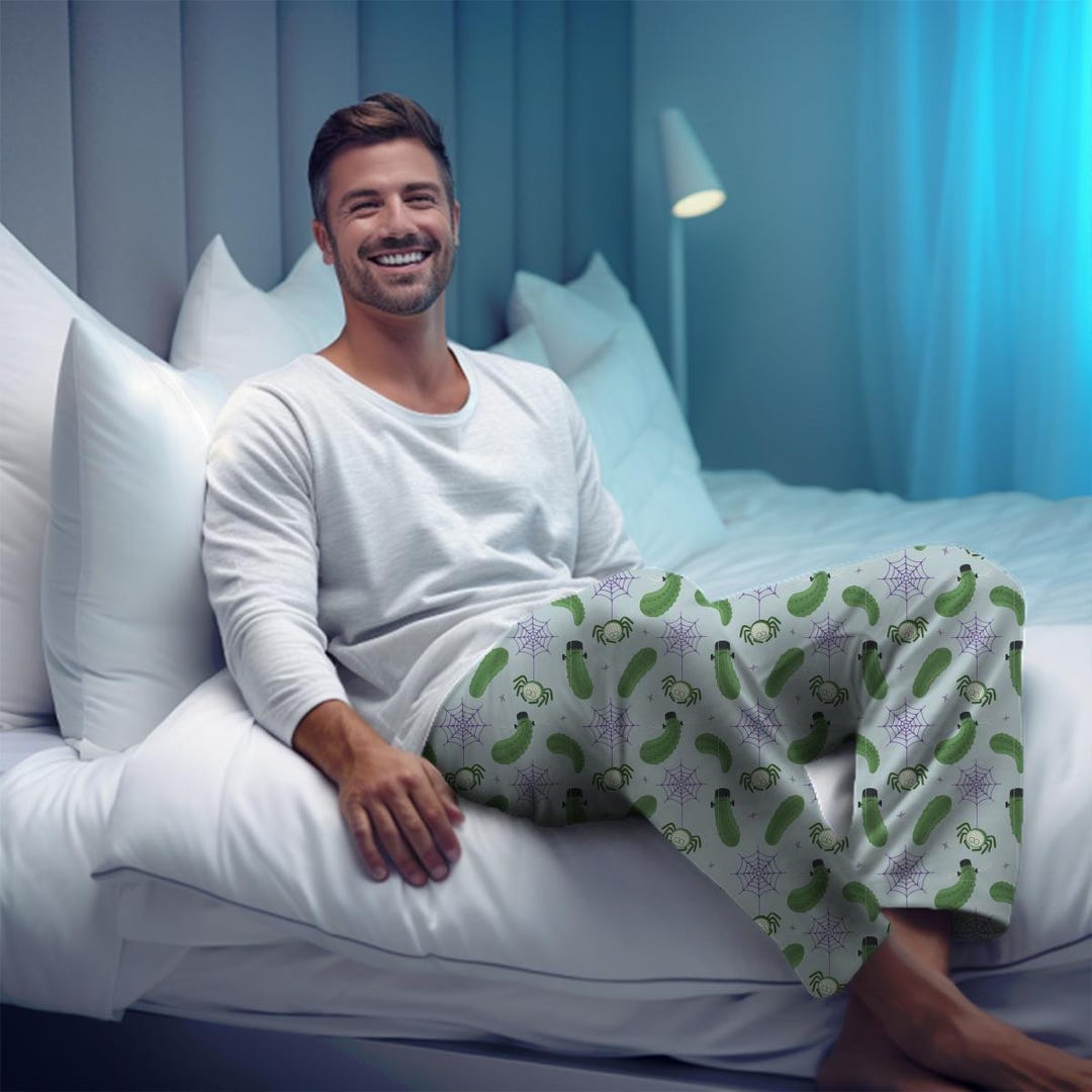 Men's Franken-pickle and Pickle Chip Spider Print Pajama Pants Blue - Etsy