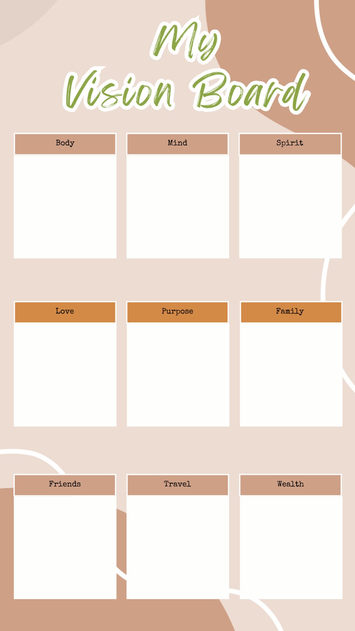 Editable Vision Board Printable Goal Setting Template Digital Dream ...