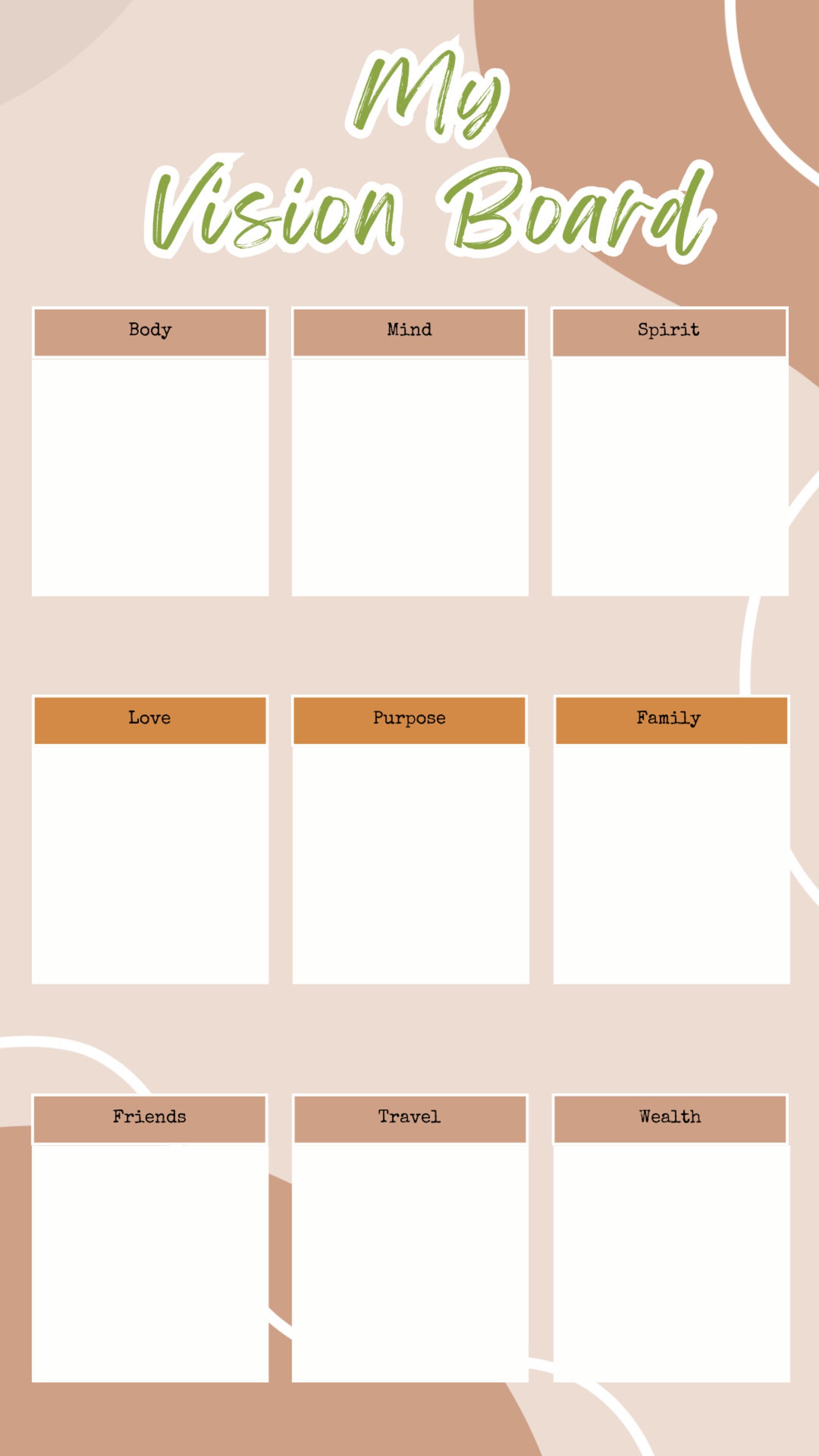 2024/2025 Editable Vision Board Printable | Goal Setting Template ...