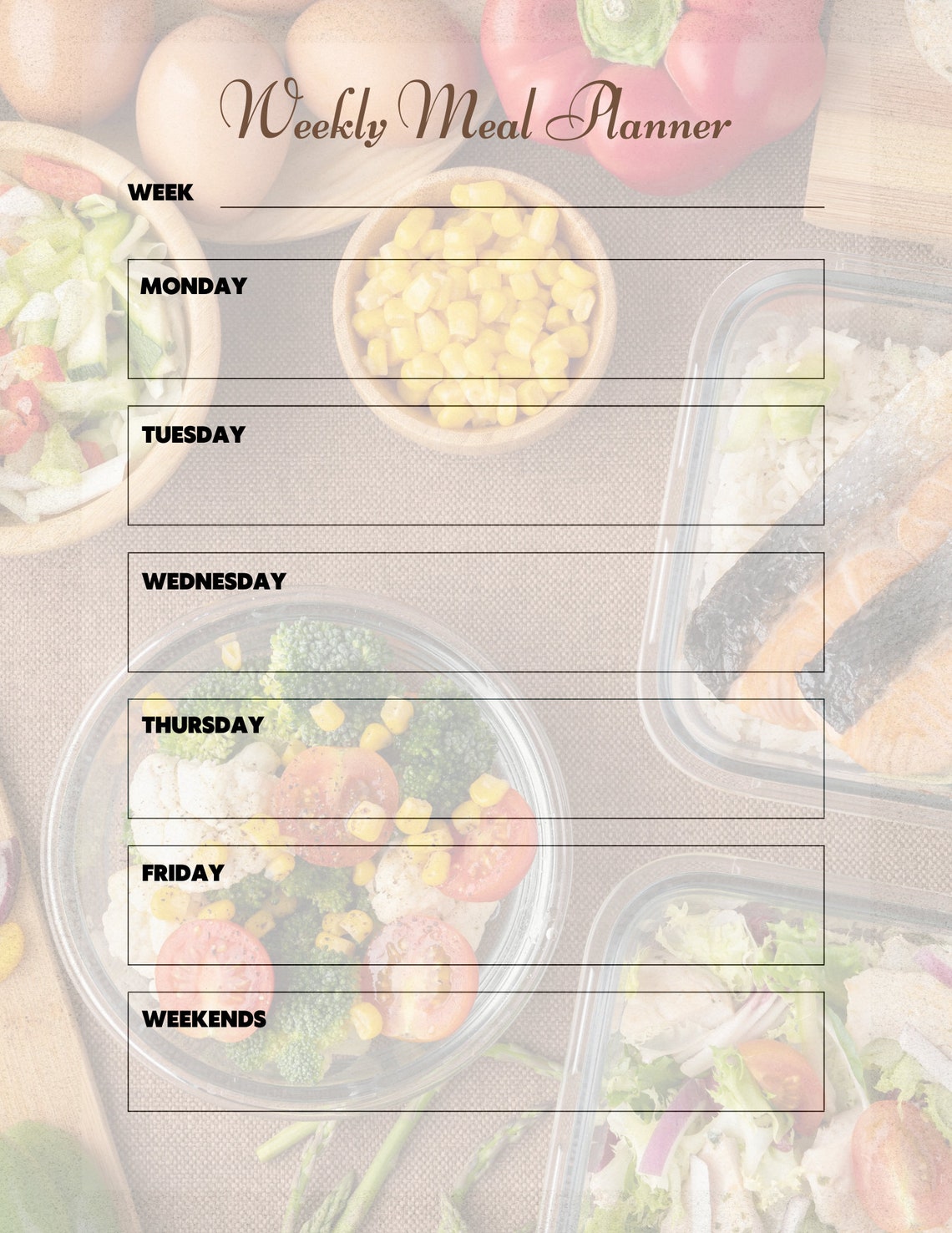 Meal Prep Printable Planner, Meal Prep Planner Bundle–weekly Calendar ...