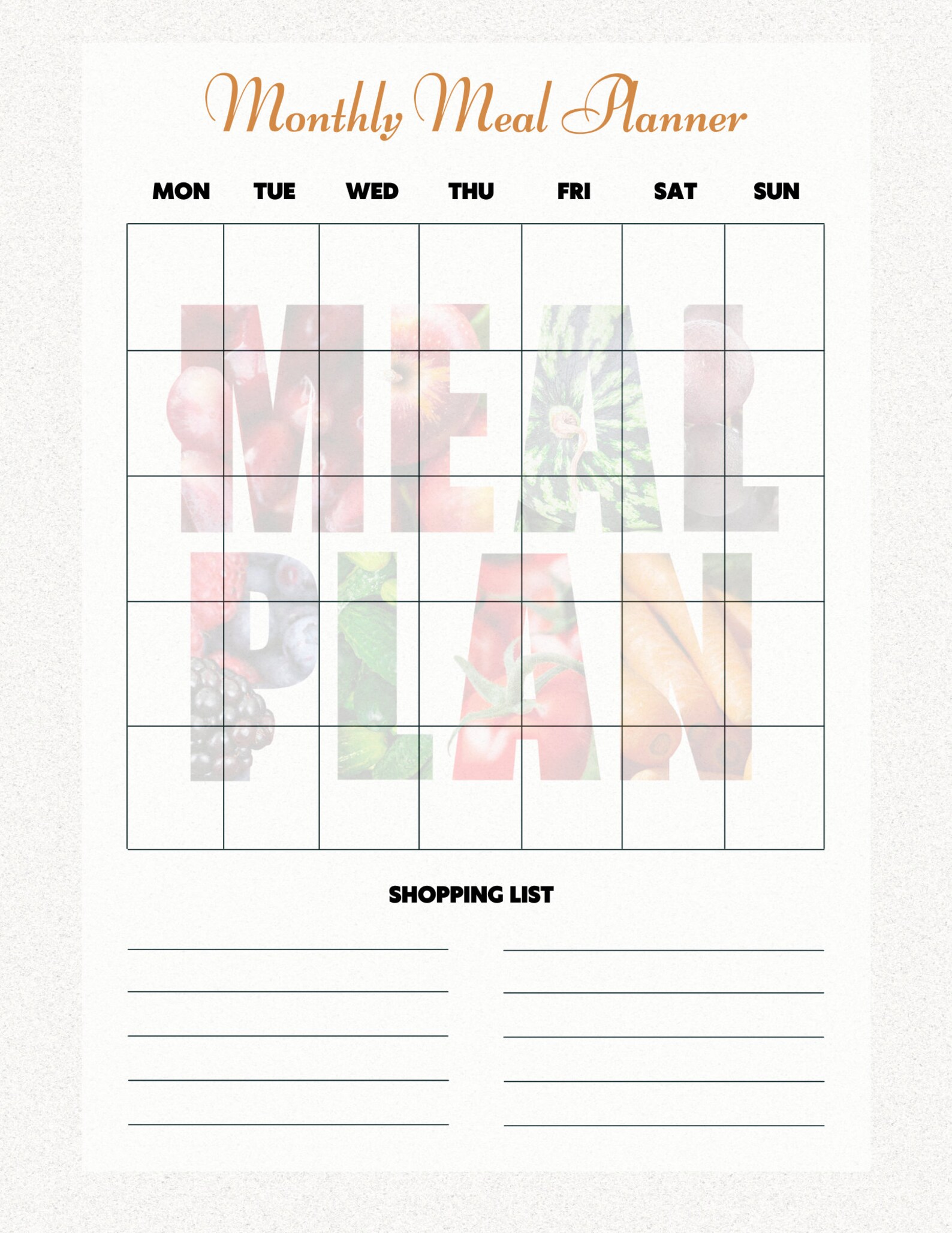 Meal Prep Planner Bundle, Weekly Calendar, Grocery List (canva Editable ...