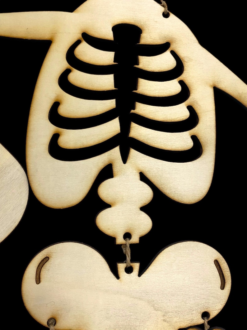 Wooden Poseable Skeleton Wall Hanging: Rustic Halloween Door Decor ...