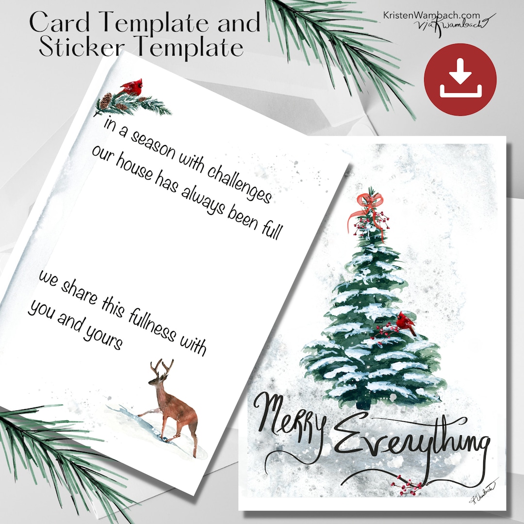 Digital Christmas Greeting Card Template: Merry Everything - Etsy