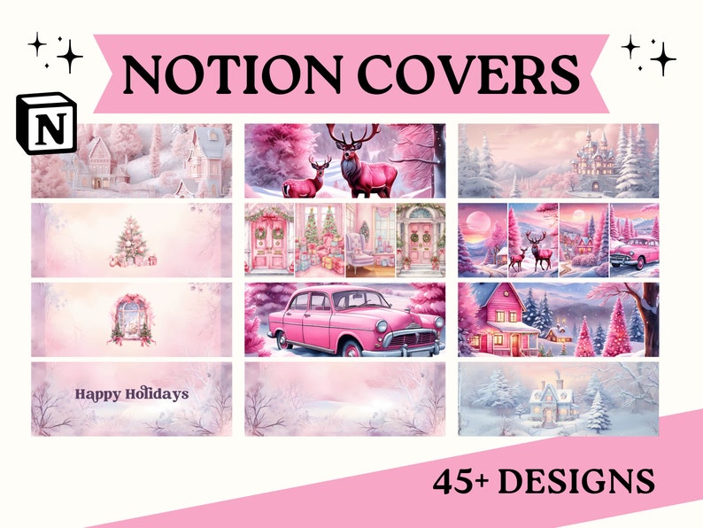Pink Christmas Printable, Notion Template, Digital Notion Template, All ...