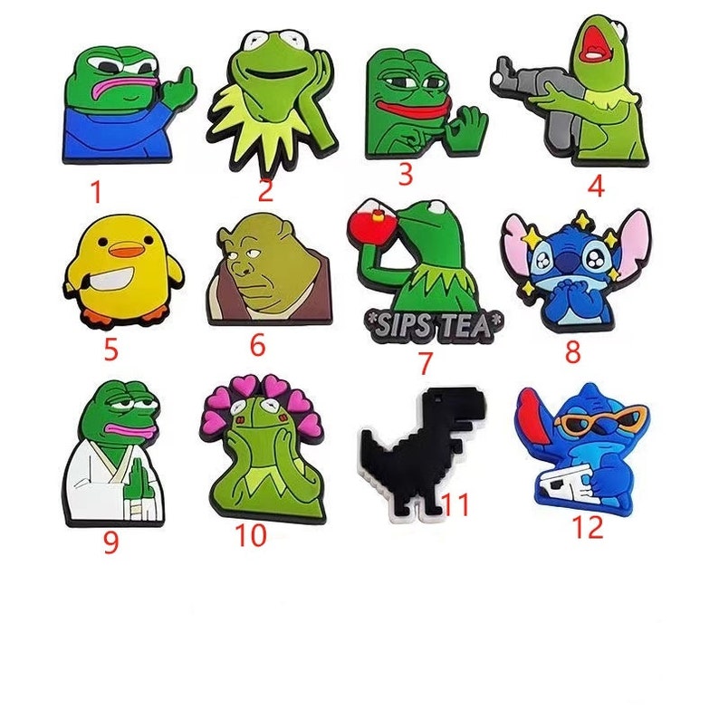 Y2k Cute Frog Memes Croc Shoe Charms Set, TV Show Animals Croc Jibbitz ...