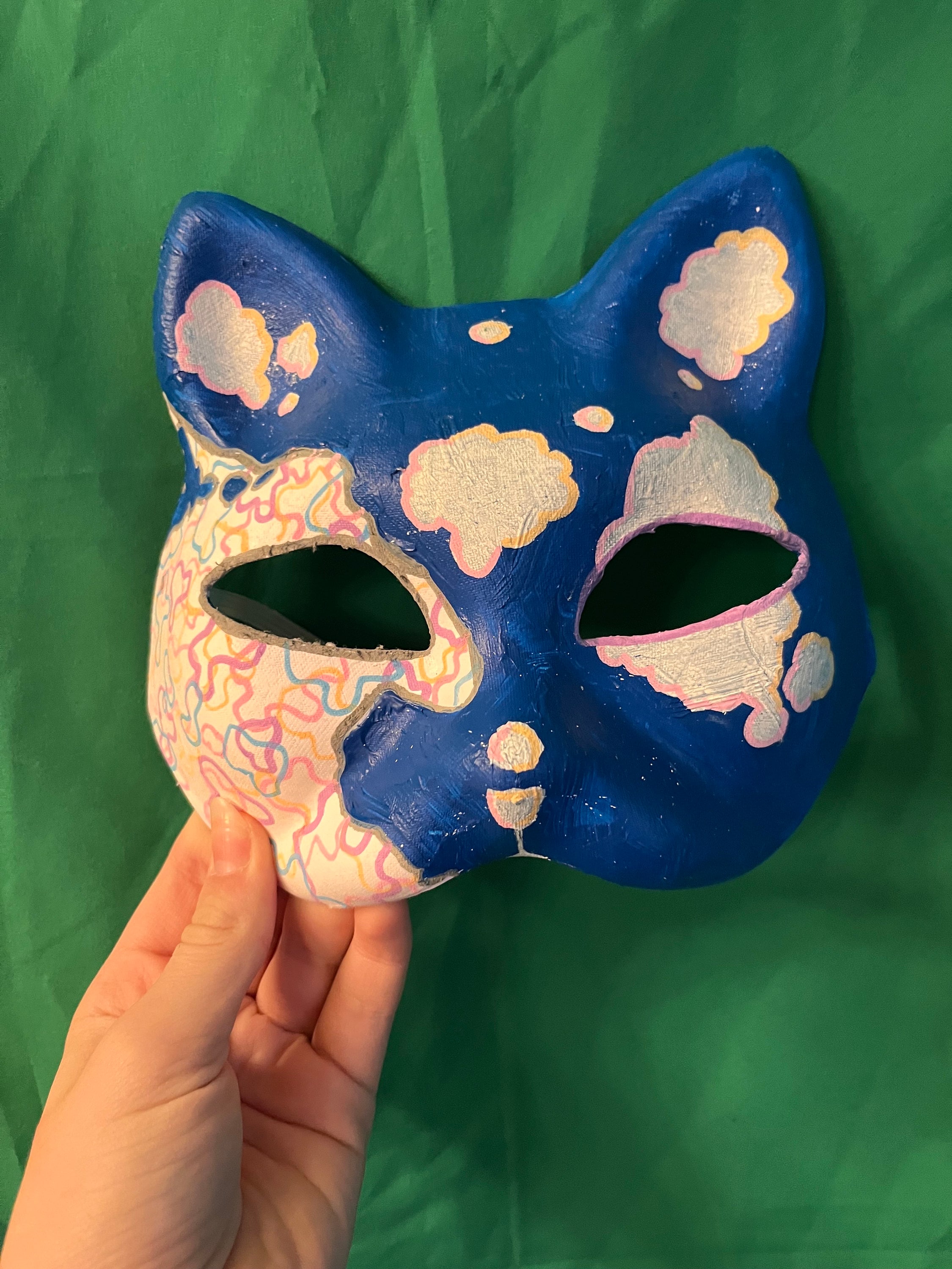 Hand Painted Masquerade Cat Mask - Etsy