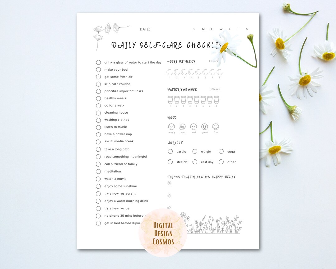 Self Care Daily Checklist, Daily Wellbeing Tracker, ADHD Self Care ...