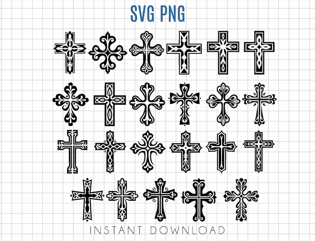 Cross SVG Bundle, Vector Catholic Cross Bundle, Easy to Cut Victorian ...