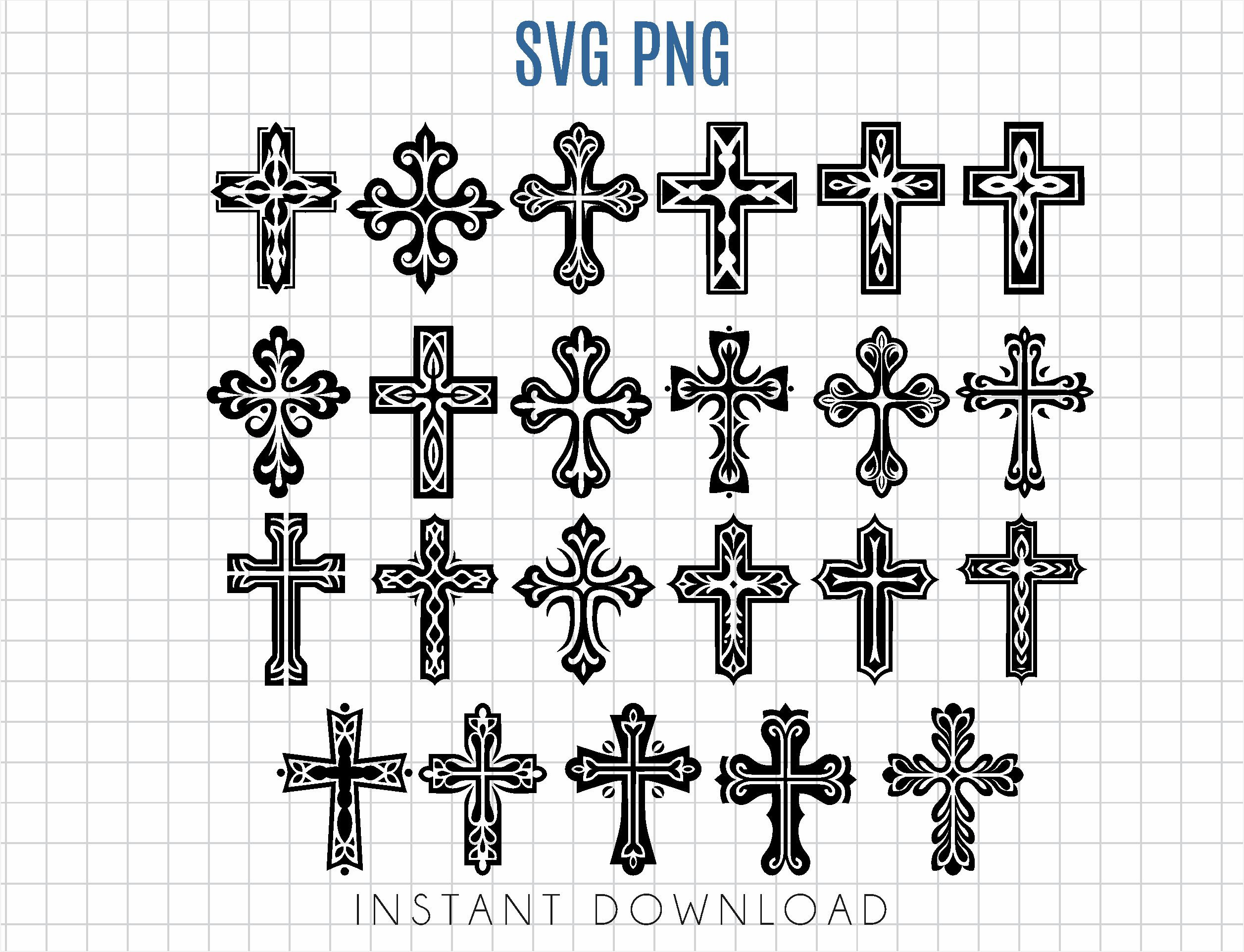 Cross SVG Bundle, Vector Catholic Cross Bundle, Easy to Cut Victorian ...