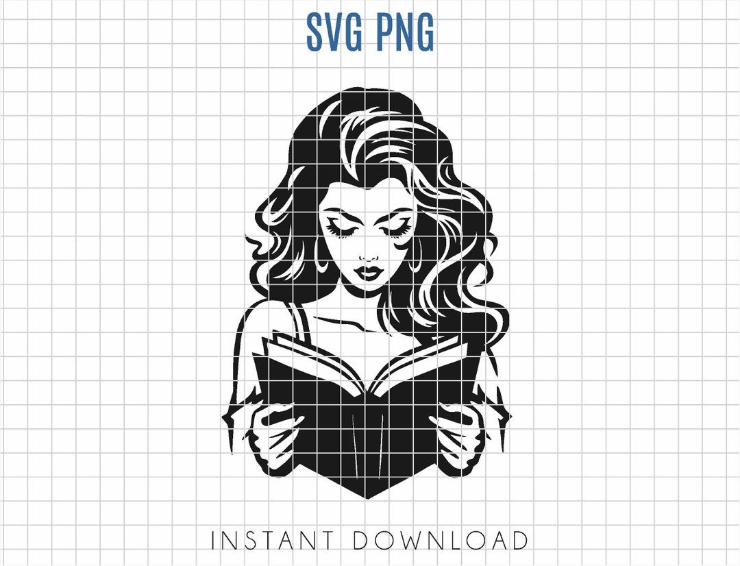Reading Woman SVG Girl With Book SVG Easy to Cut Reading - Etsy