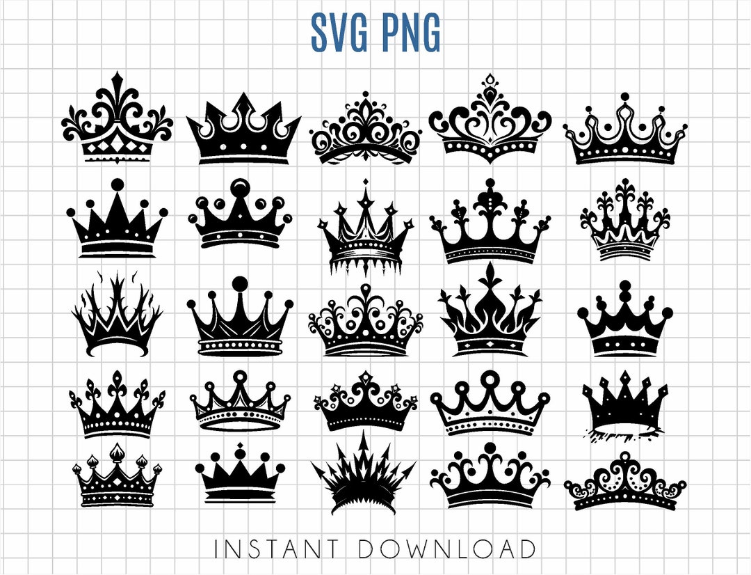 Crowns SVG Bundle, Tiara Crown, Easy to Cut King Crown, Commercial Use ...