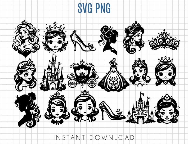 Princess SVG Bundle Tiara Crown Easy to Cut Princess Girl - Etsy