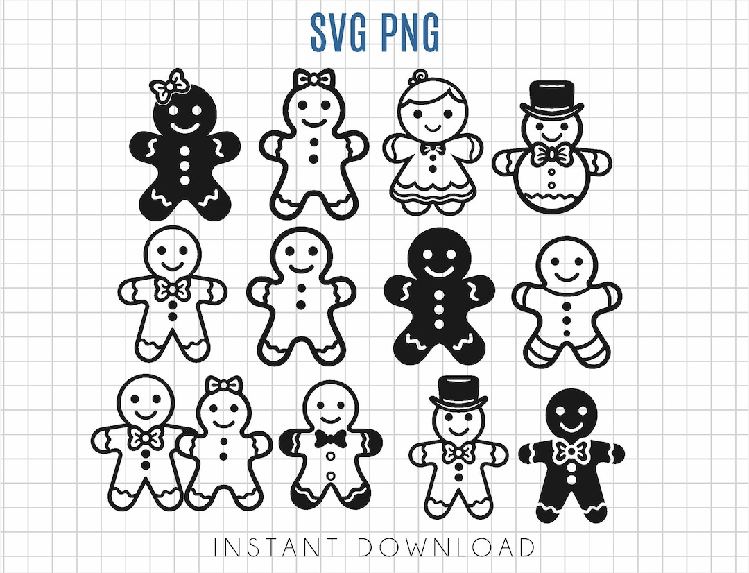 Gingerbread Man SVG Bundle, Christmas Gingerbread Girl Bundle, Easy to ...