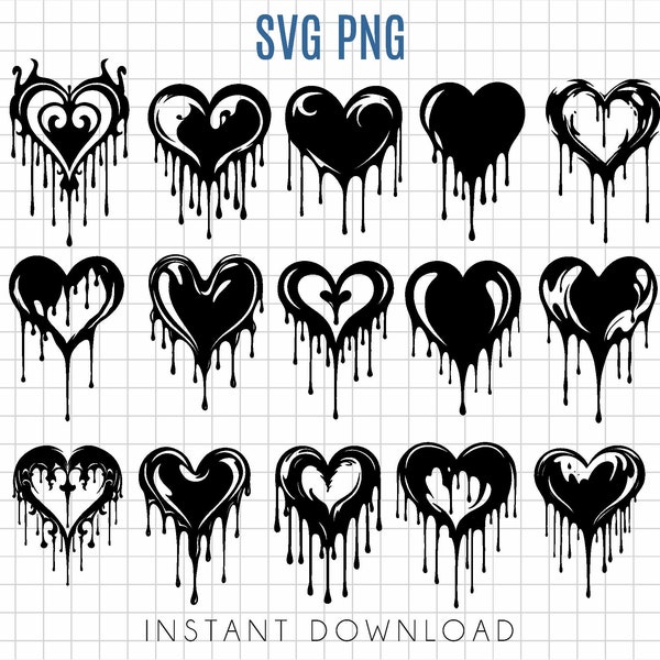 Dripping Heart Svg - Etsy