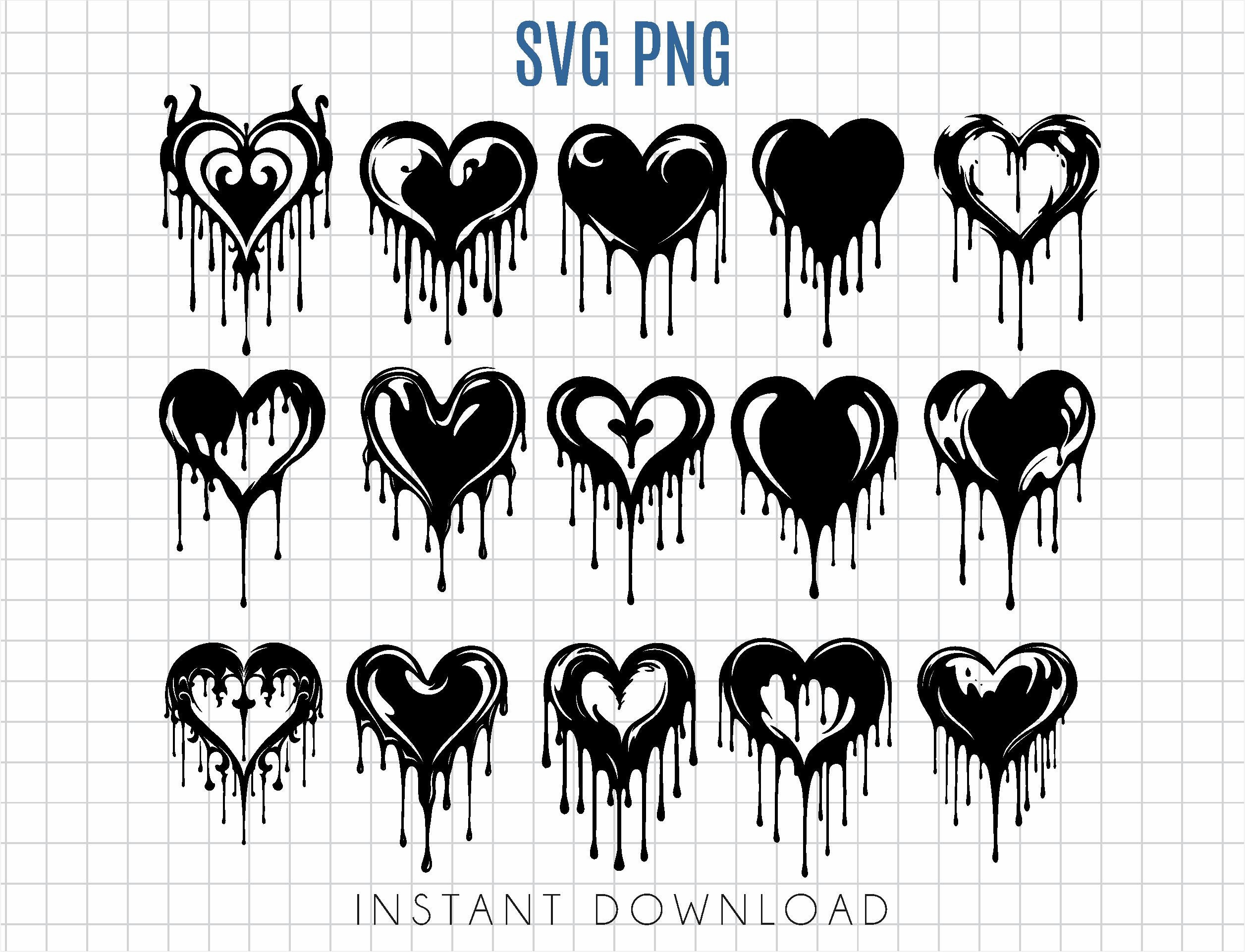 Dripping Hearts SVG Bundle, Dripping Victorian Heart Bundle, Easy to ...