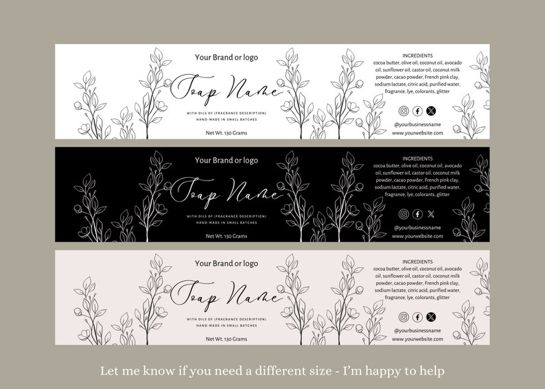 Editable Designer Soap Wrap Labels Created for You in Canva Ready for ...