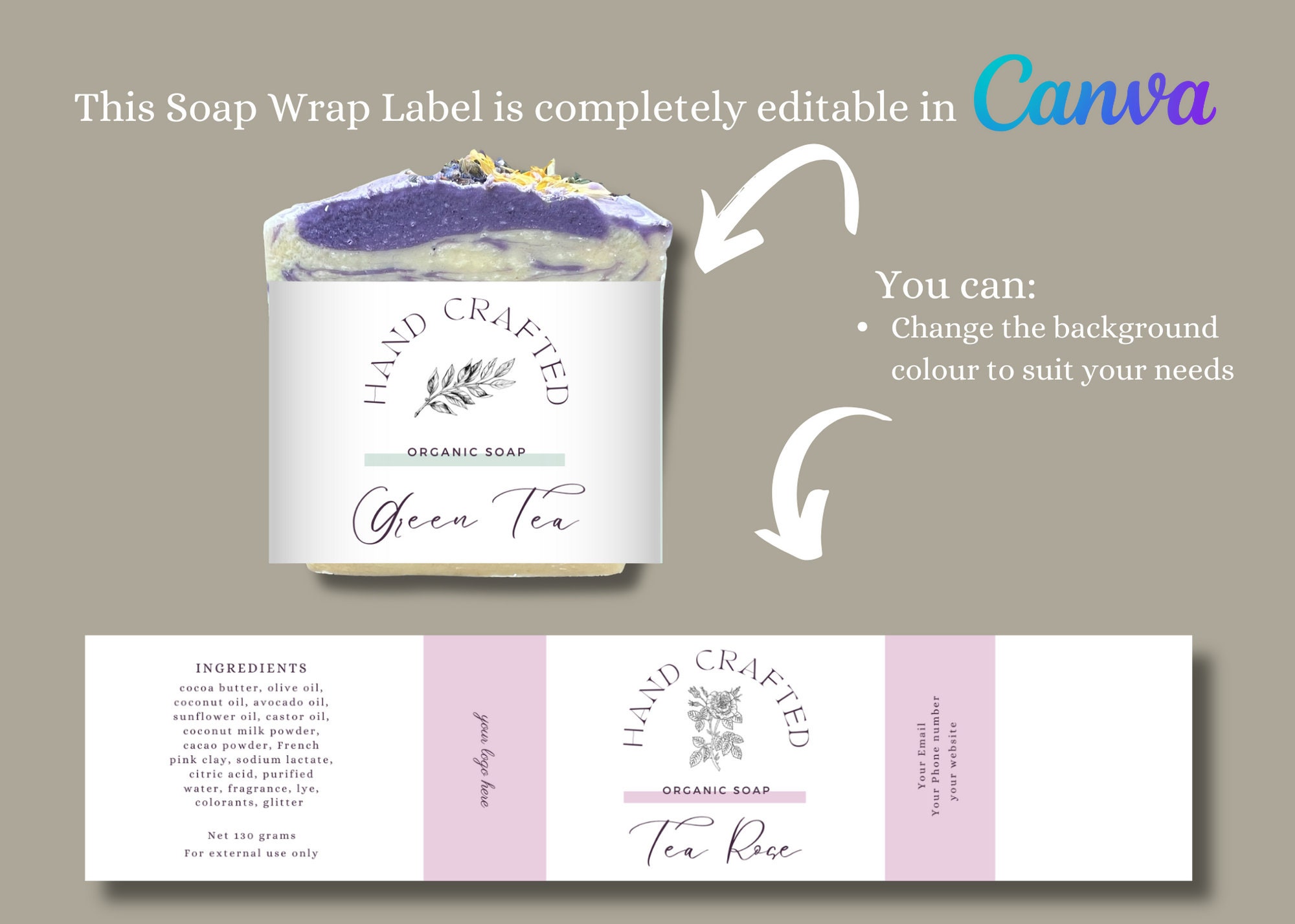 Editable Soap Label Template: Canva DIY Soap Wraps (digital Download ...