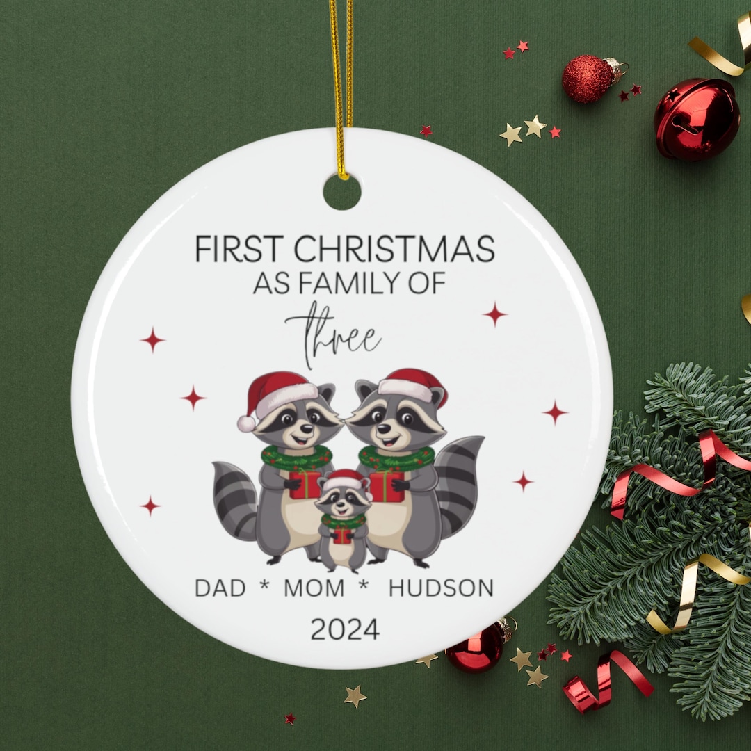 Personalized First Christmas as a Family of Three Ornament, Christmas ...