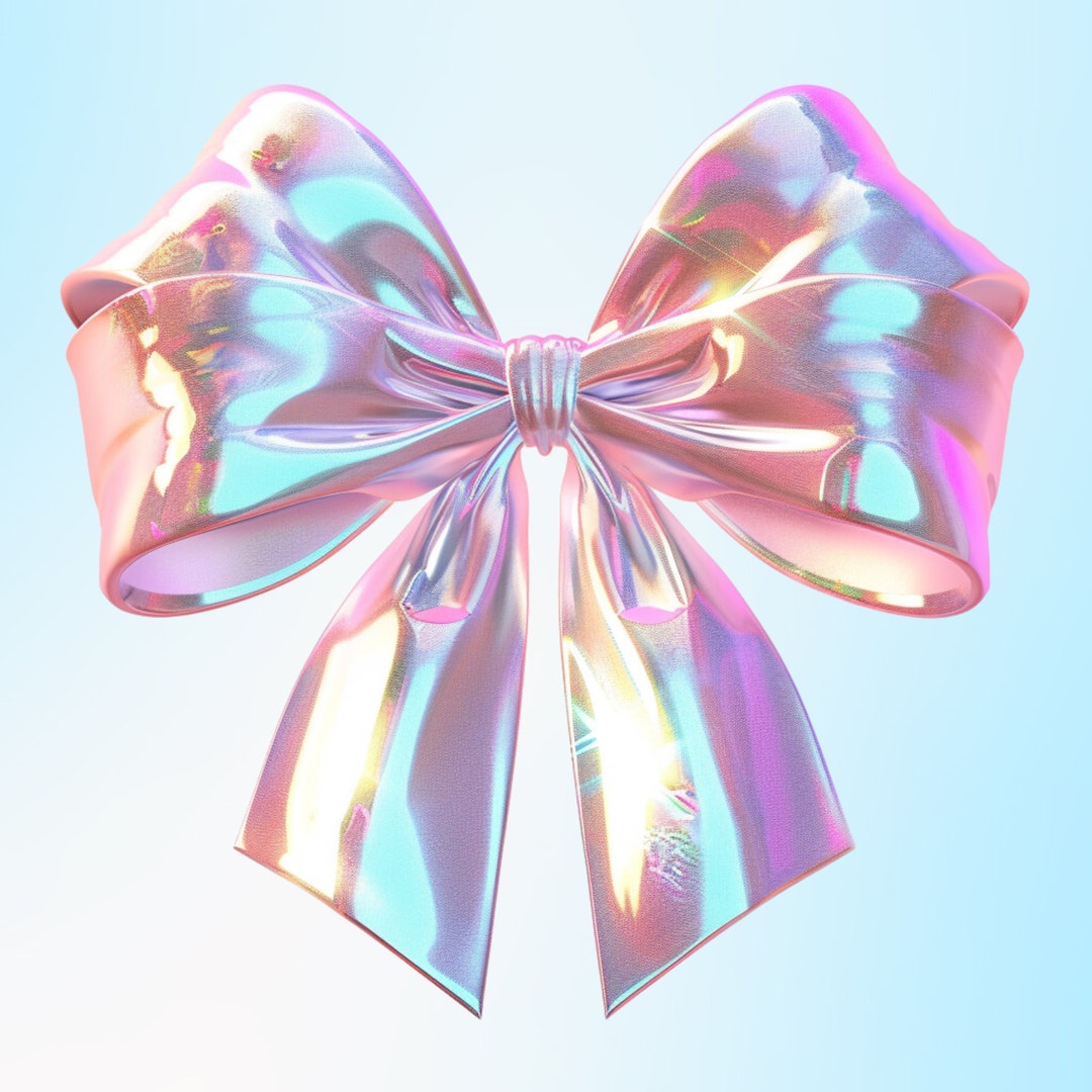 Holographic Coquette Bow Sticker Pink Bow Aesthetic, Girly Sticker ...