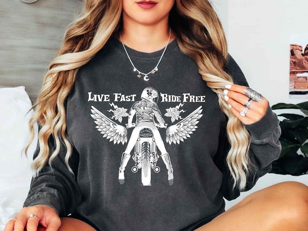 Motorcycle Riders Long Sleeve, Live Fast Ride Free, Riders Shirt ...