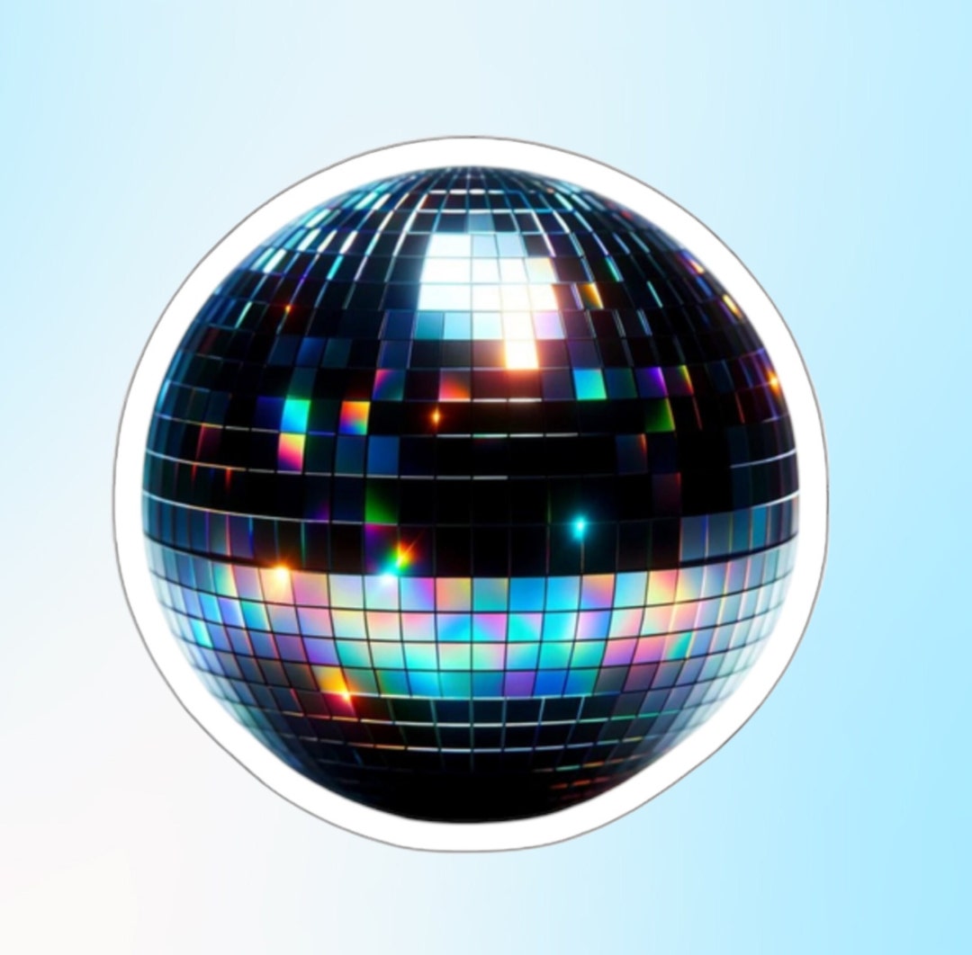 Holographic Disco Ball Sticker, Psychedelic Mirrorball Decal, Shiny ...