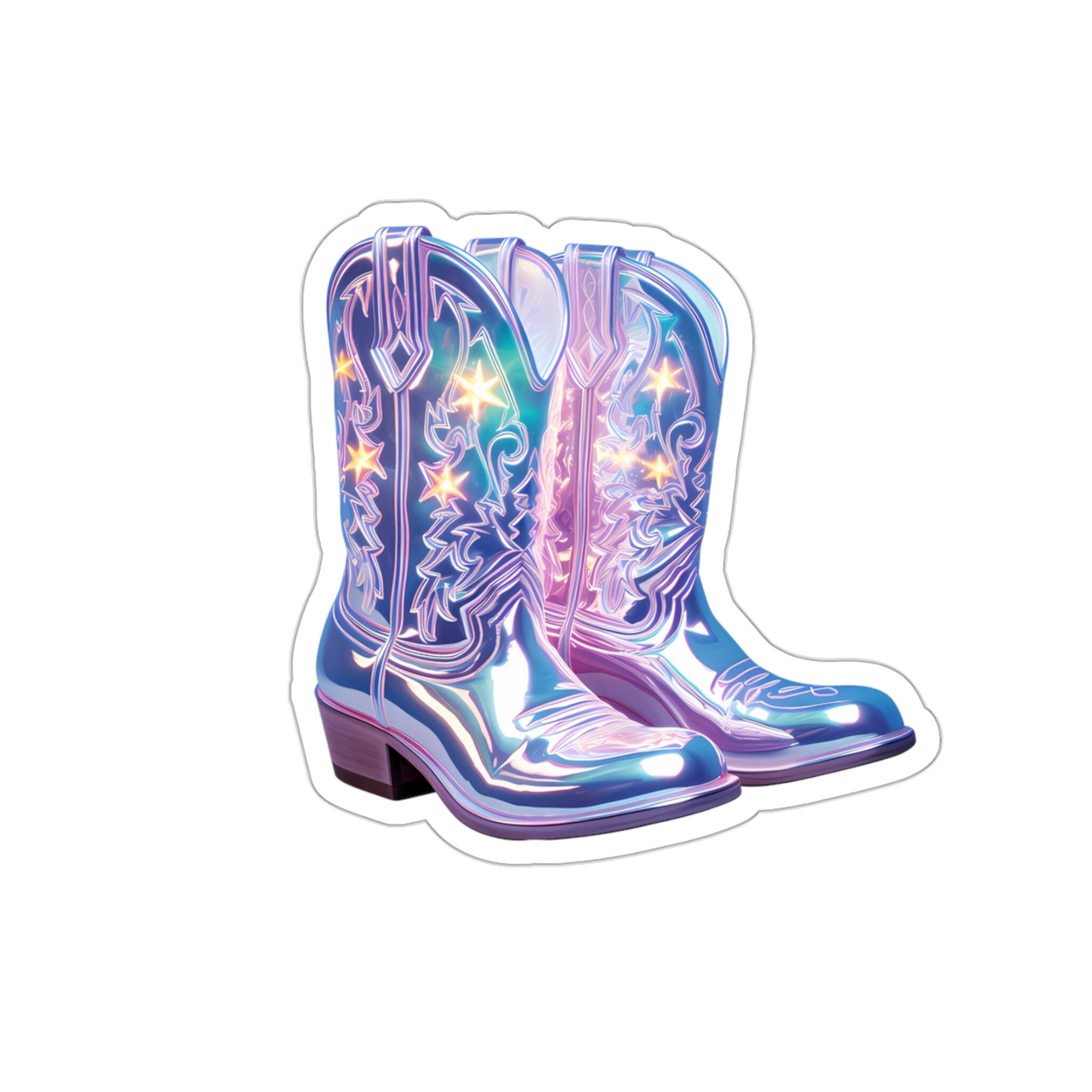 Holographic Cowboy Boots Sticker Iconic Country Western - Etsy