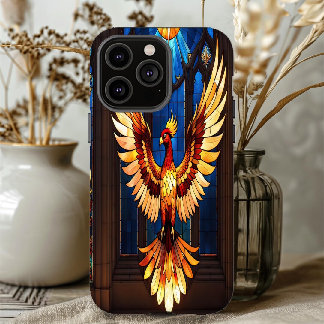 Stained Glass Phoenix Rising Phone Case, Rise From the Ashes, Fantasy ...
